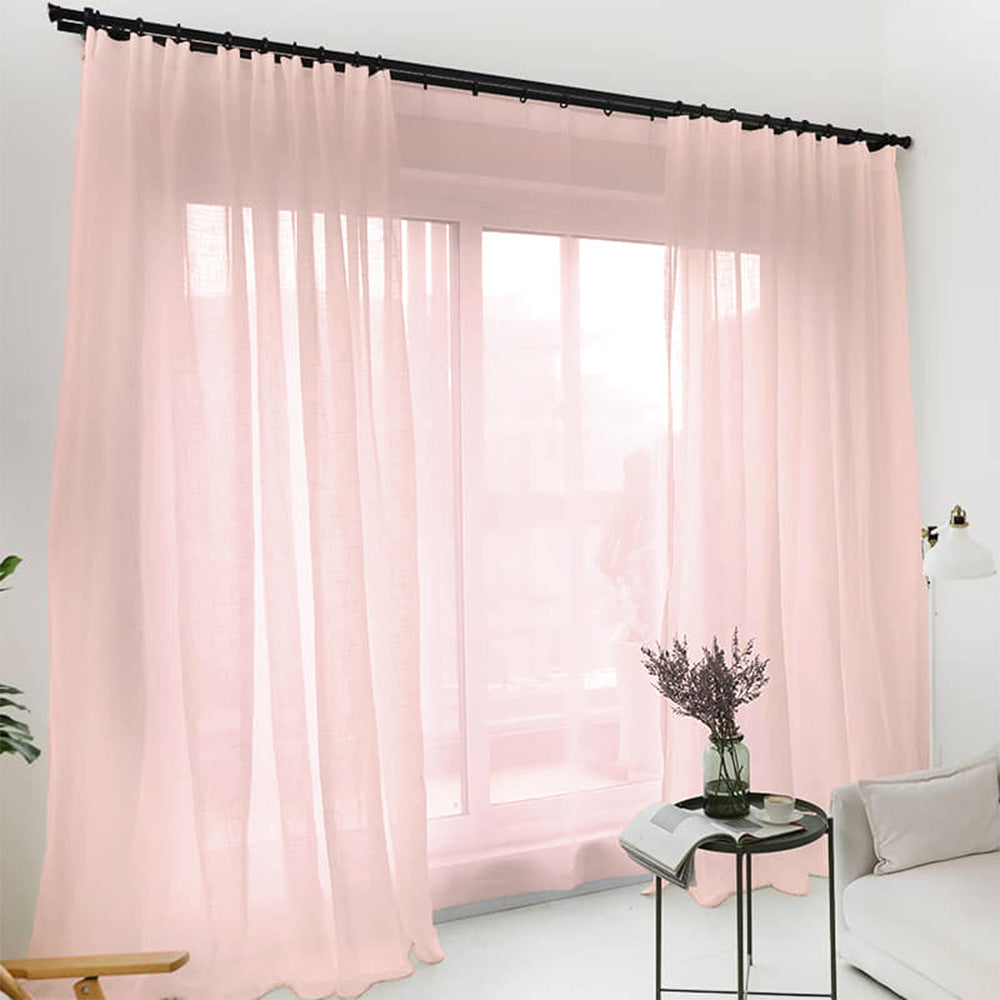 Perdea din Matase Roz Piersica- Prindere cu Rejansa (1 Bucata)